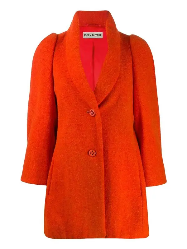 Issey Miyake Relaxed Fit Wool Coat - Orange