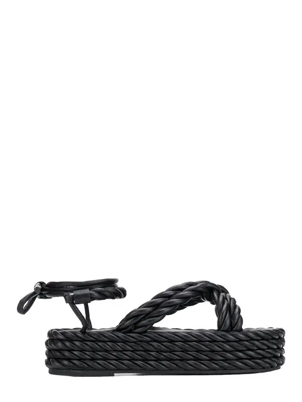 Valentino Garavani Rope Wedge Sandals - Black