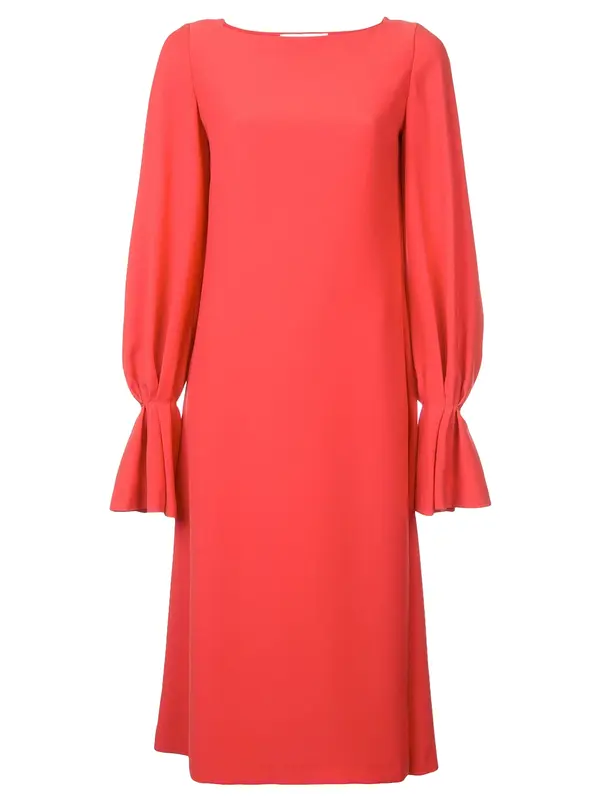 Carolina Herrera Long Sleeve Loose Dress - Red