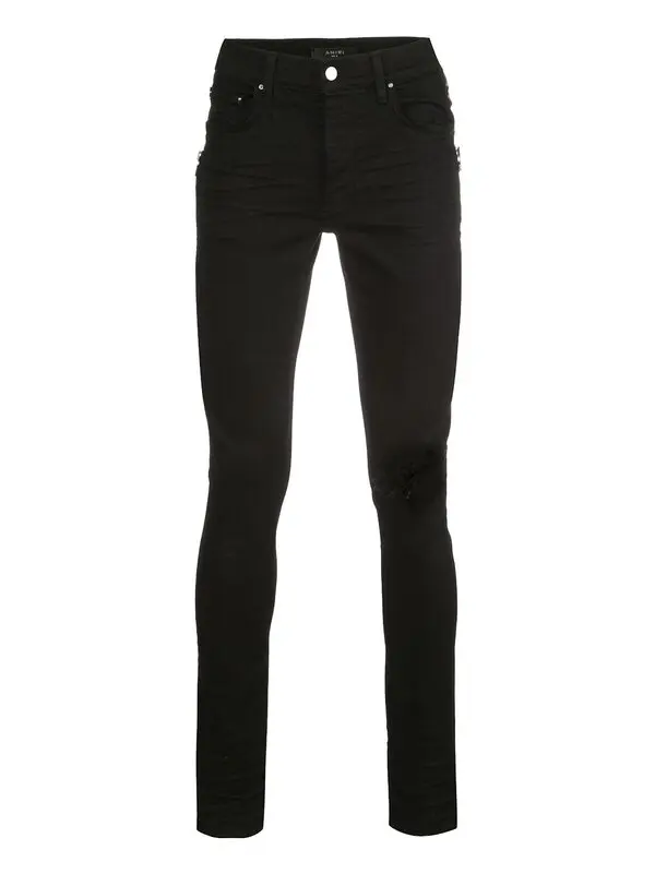 Amiri Mid-rise Distressed Skinny Jeans - Black