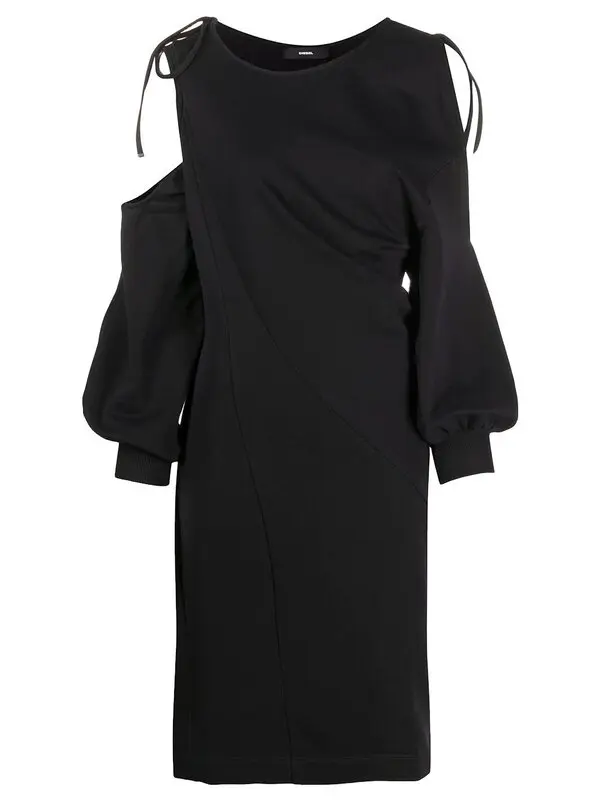 DIESEL Twist-draped Cold-shoulder Dress - Black