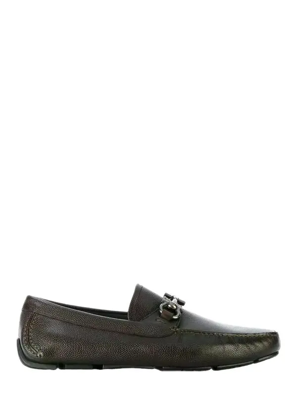 FERRAGAMO Gancini Leather Loafers - Brown