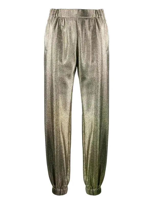 Saint Laurent Metallic-effect Tapered Trousers - Gold
