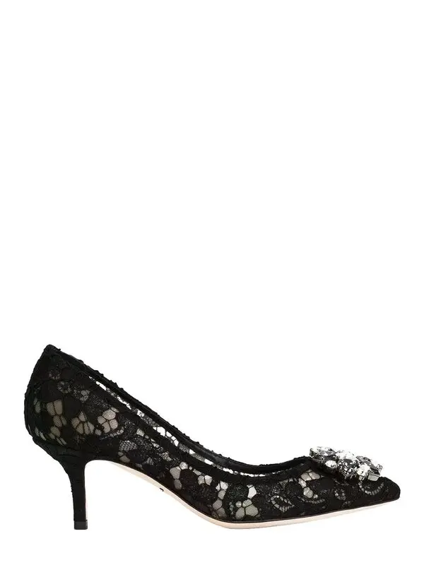 Dolce & Gabbana Lace Pumps With Brooch Detail - Black
