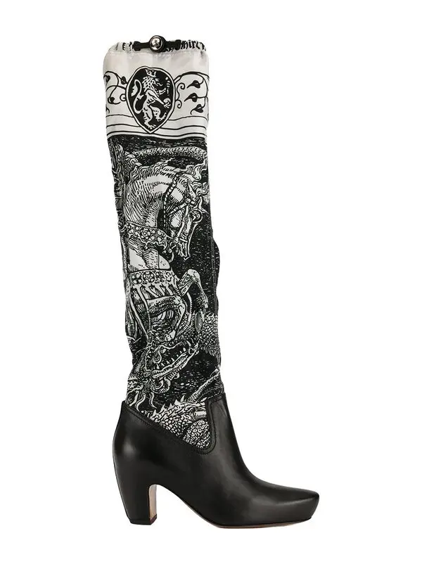 LANVIN Saint George And The Dragon Print Boots - Black