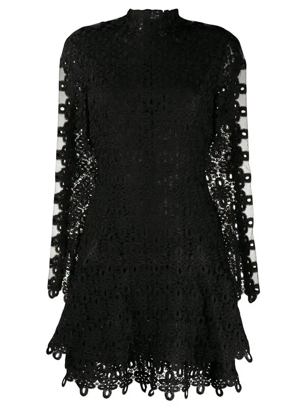 Simkhai Lace Embroidered Mini Dress - Black