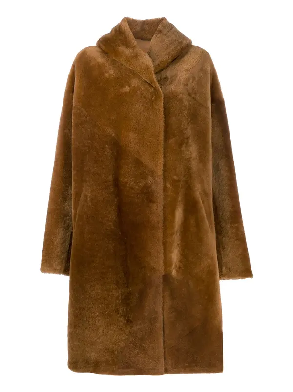 LISKA Single Breasted Lamb Fur Coat - Brown