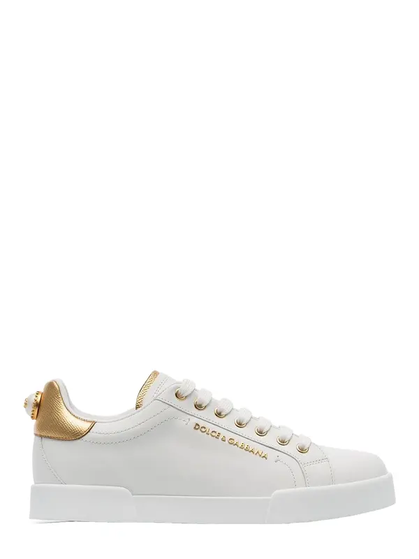 Dolce & Gabbana Portofino Leather Sneakers - White