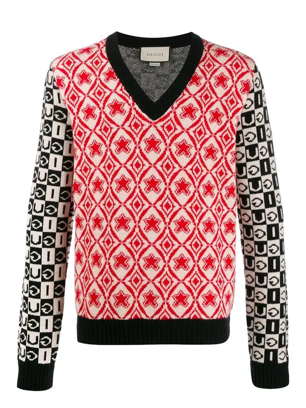 Gucci Knitted V-neck Jumper - White