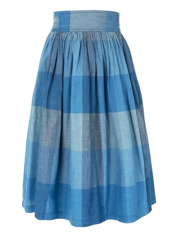 Issey Miyake Check Wrap Midi Skirt - Blue