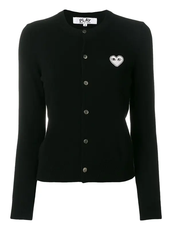 Play Comme Des Garcon Heart Logo Cardigan - Black