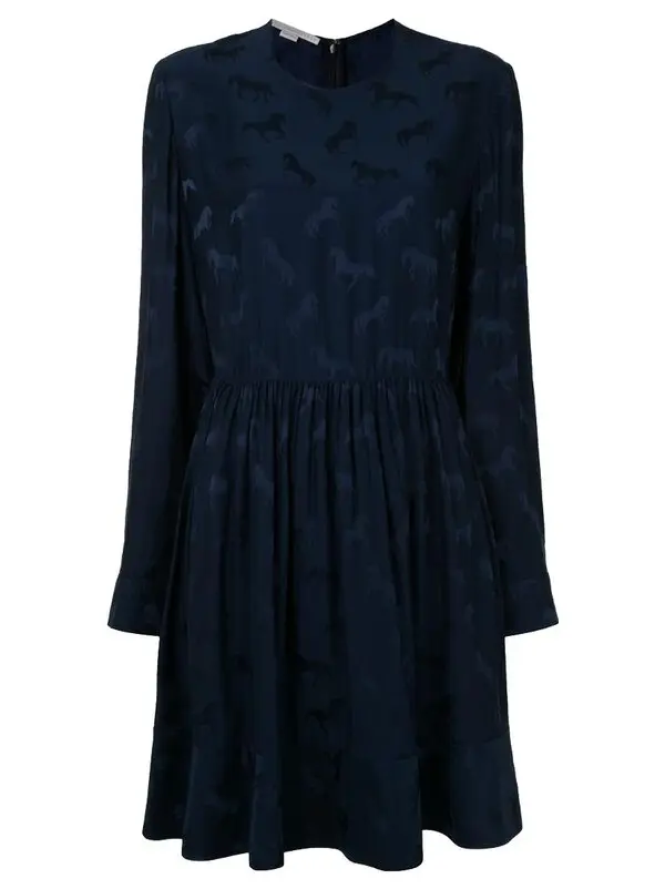 Stella McCartney Printed Pleated Mini Dress - Blue