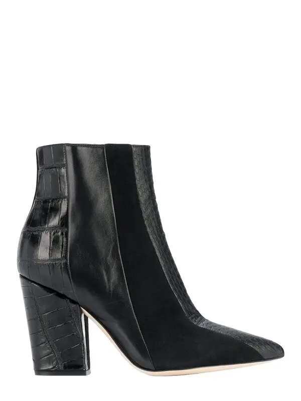 SERGIO ROSSI Crocodile Effect Leather Boots - Black