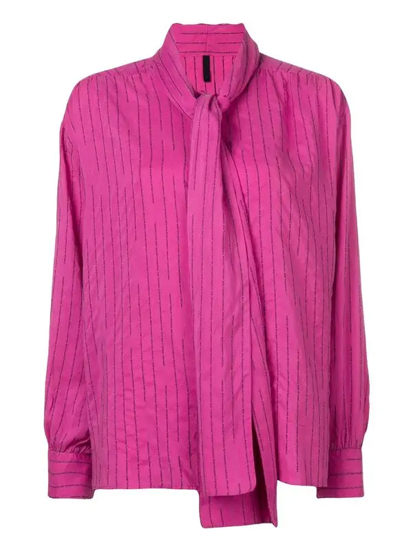 BEN TAVERNITI UNRAVEL PROJECT Striped Pussy Bow Blouse - Pink