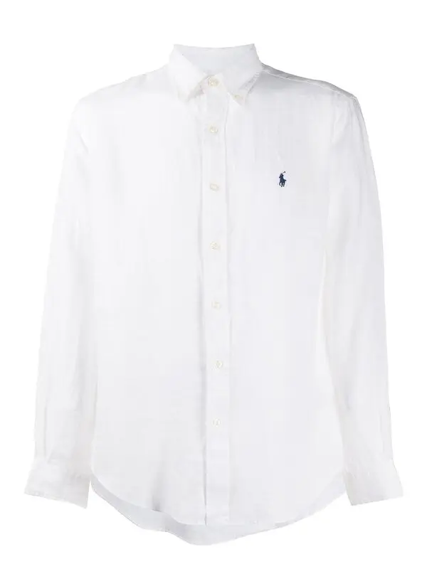 Polo Ralph Lauren Linen Logo Embroidered Shirt - White