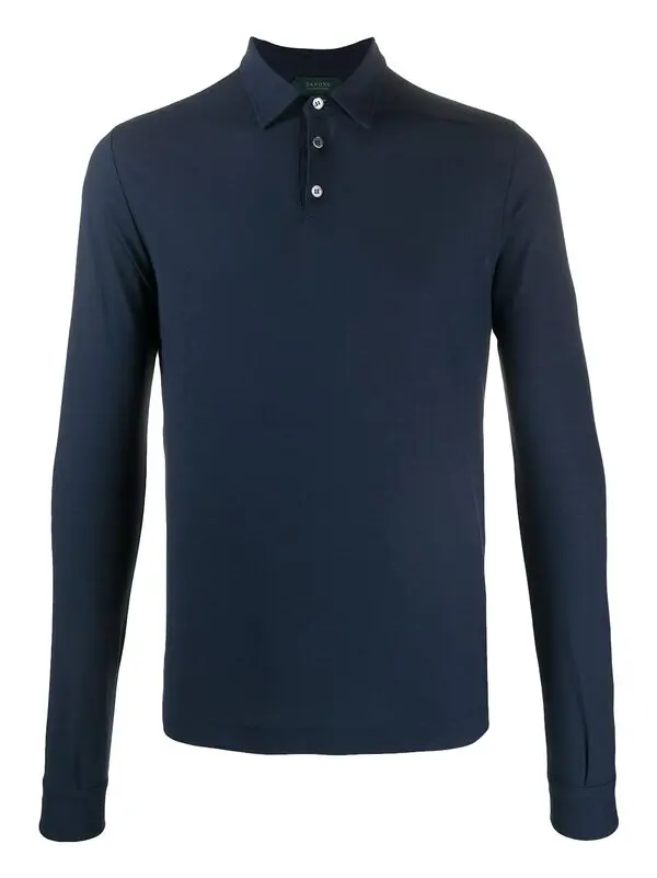 ZANONE Long Sleeve Polo Shirt - Blue