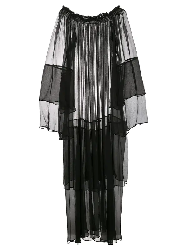 Voz Cascade Silk Dress - Black