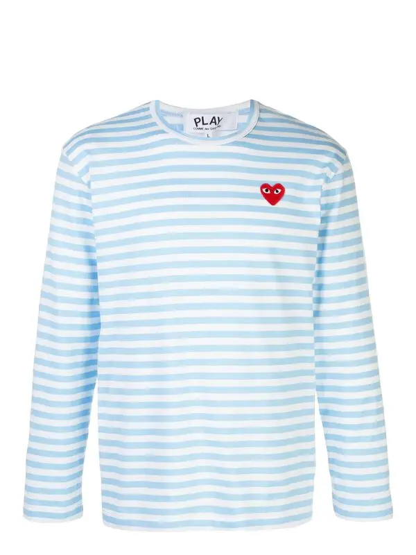 Play Comme Des Garcon Striped Logo T-shirt - Blue