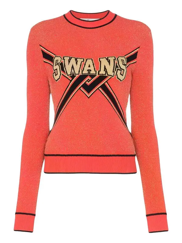 Off-White Swans Intarsia Lurex Sweater - Red