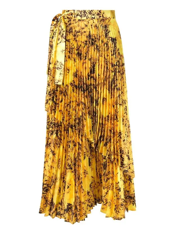 RICHARD QUINN Floral Pleated Midi Skirt - Yellow
