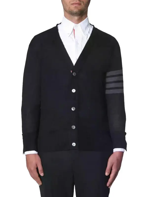 Thom Browne 4-bar Knitted Cardigan - Blue