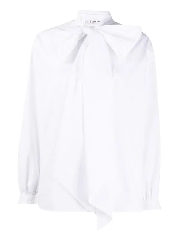 Givenchy Band Collar Pussy Bow Blouse - White