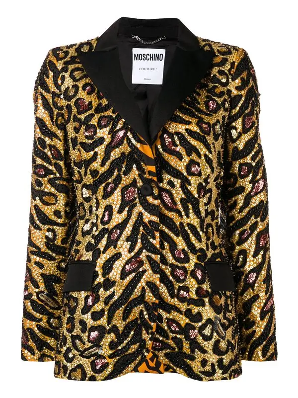 Moschino Tiger Sequin-embellished Blazer - Gold