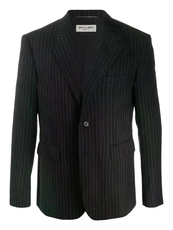 Saint Laurent Pinstriped Buttoned Blazer - Black