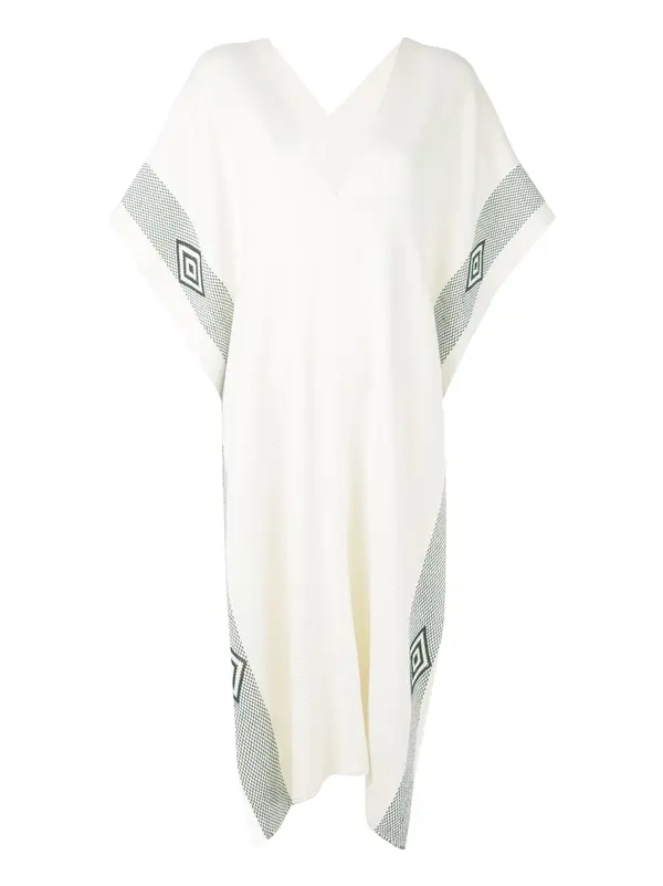 Voz Diamante Pattern Poncho - White