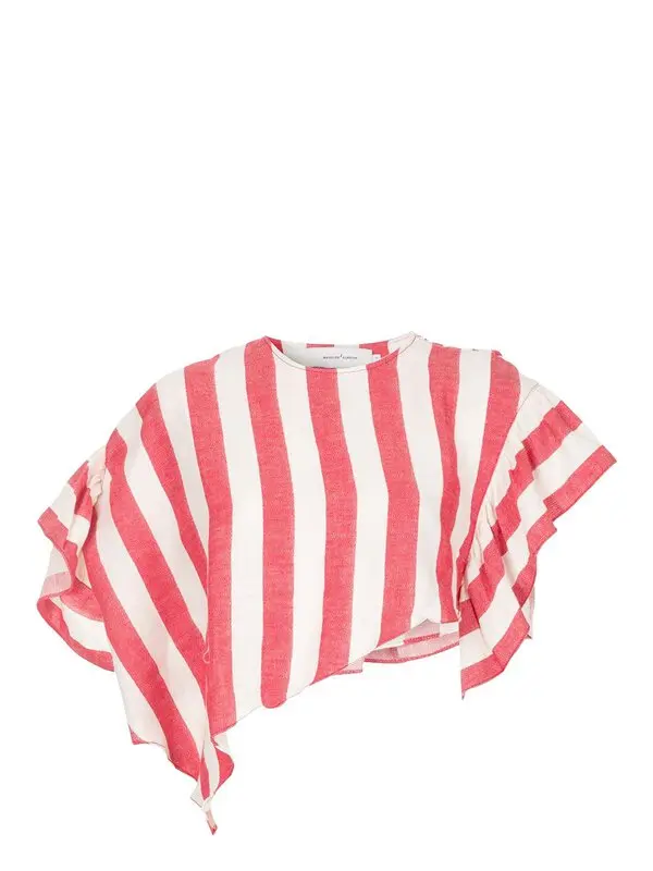 MARQUES' ALMEIDA Asymmetric Striped Cropped Top - Red