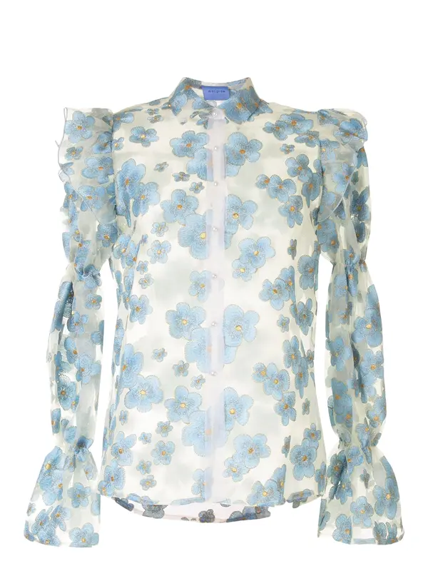 MACGRAW Souffle Embroidered Blouse - Blue
