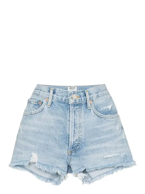 AGOLDE Distressed Denim Shorts - Blue