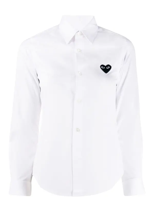 Play Comme Des Garcon Long Sleeve Logo Shirt - White