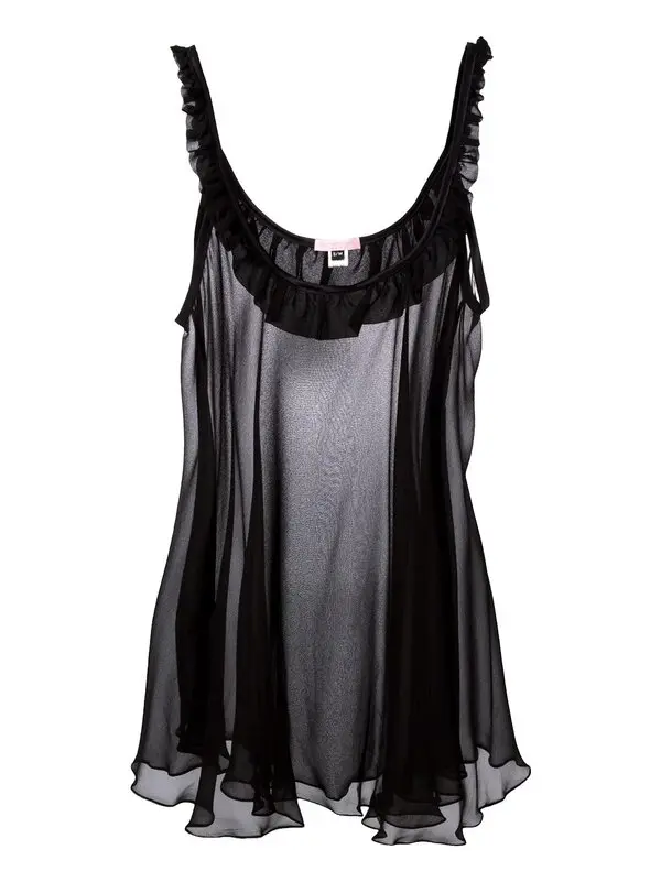 GILDA & PEARL Bardot Sheer Slip Dress - Black
