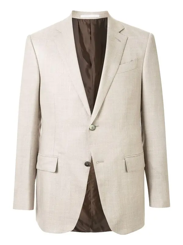 Zegna Single Breasted Blazer - Neutrals