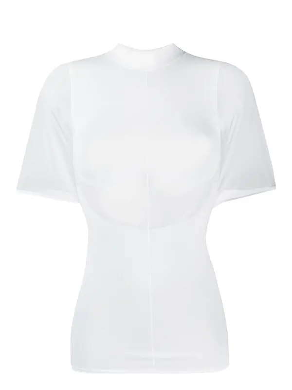 COURREGES Funnel-neck Fitted T-shirt - White
