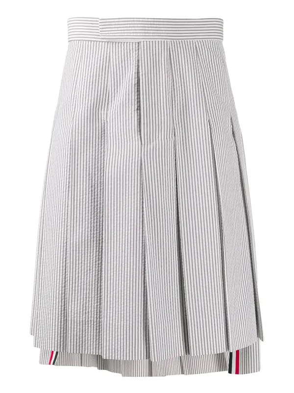 Thom Browne Seersucker Pleated Skirt - Grey