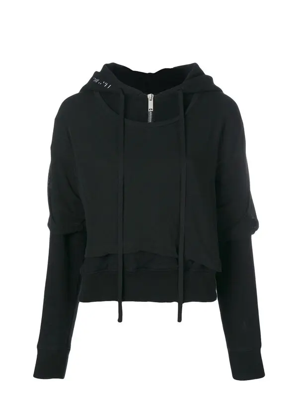 BEN TAVERNITI UNRAVEL PROJECT Cotton Layered Hoodie - Black