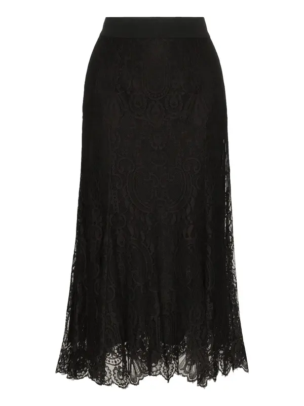 Dolce & Gabbana Chantilly Lace Maxi Skirt - Black