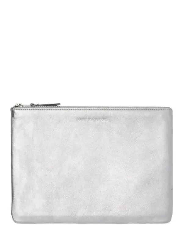 Comme Des Garçons Logo-embossed Leather Wallet - Silver