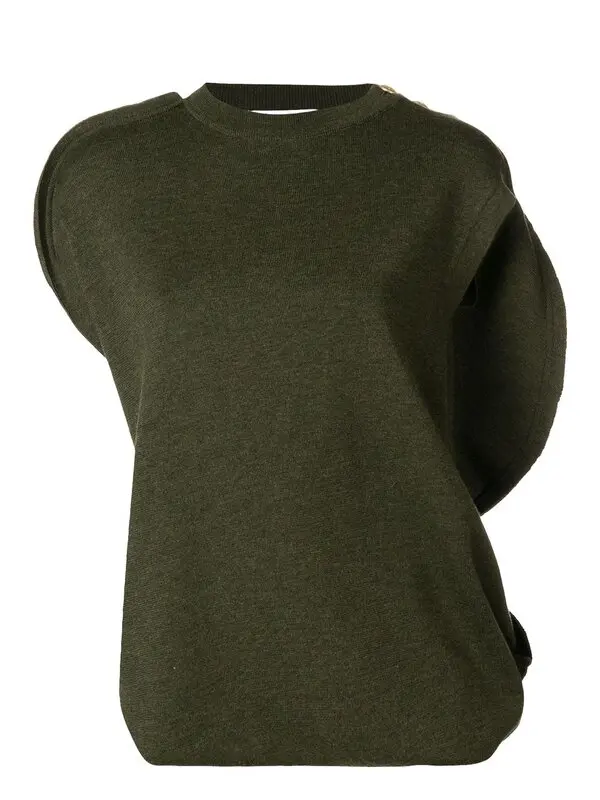 JW Anderson Asymmetrical Knitted Top With Gold-tone Embossed Buttons - Green