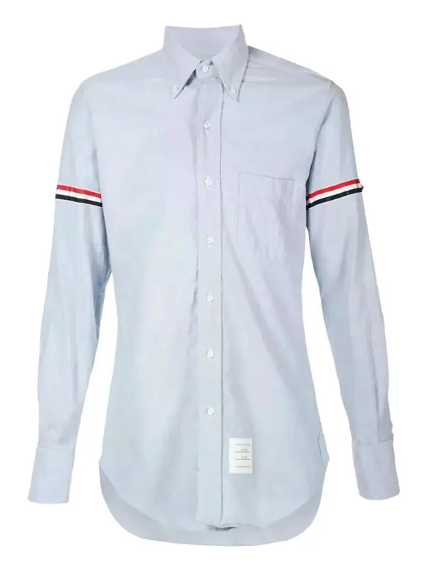 Thom Browne Grosgrain-armband Cotton Shirt - Blue