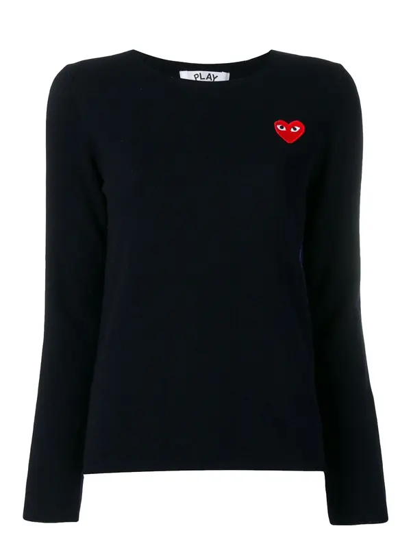 Play Comme Des Garcon Heart-appliqué Sweater - Blue
