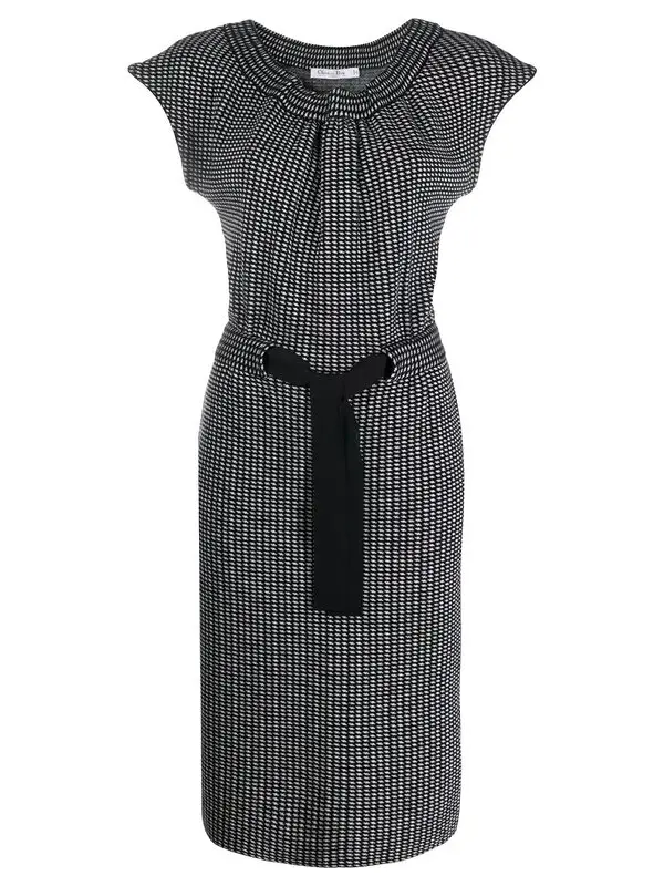 Dior Short Sleeve Tie Waist Dress - Black