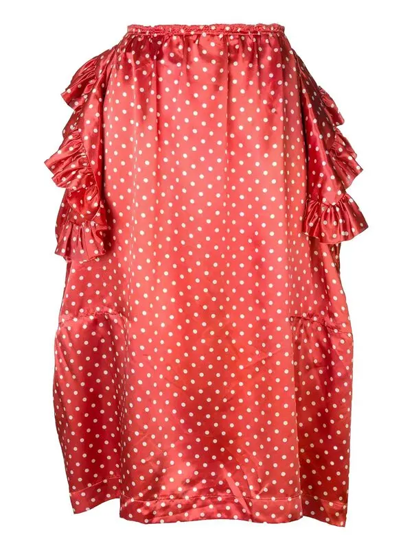 Comme Des Garçons Deconstructed Polka Dot Ruffle Skirt - Red