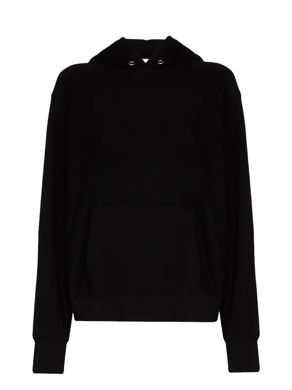 LES TIEN Brushed Cotton Cropped Hoodie - Black