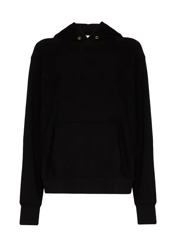 LES TIEN Brushed Cotton Cropped Hoodie - Black