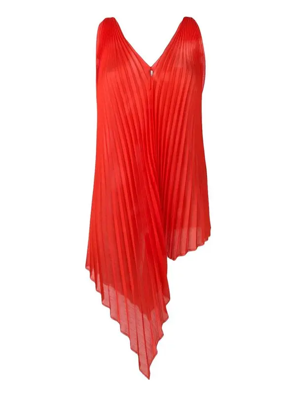 Poiret Asymmetric Pleated Top - Red