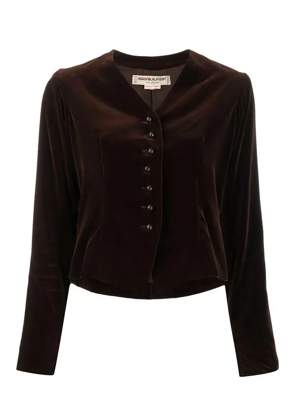 Saint Laurent Velvet Buttoned Jacket - Brown