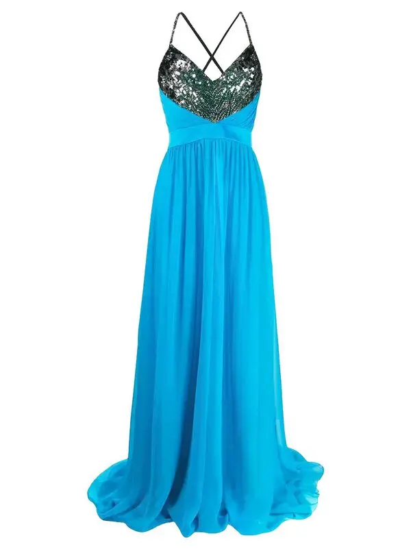 Emilio Pucci Sequin Embellished Long Dress - Blue